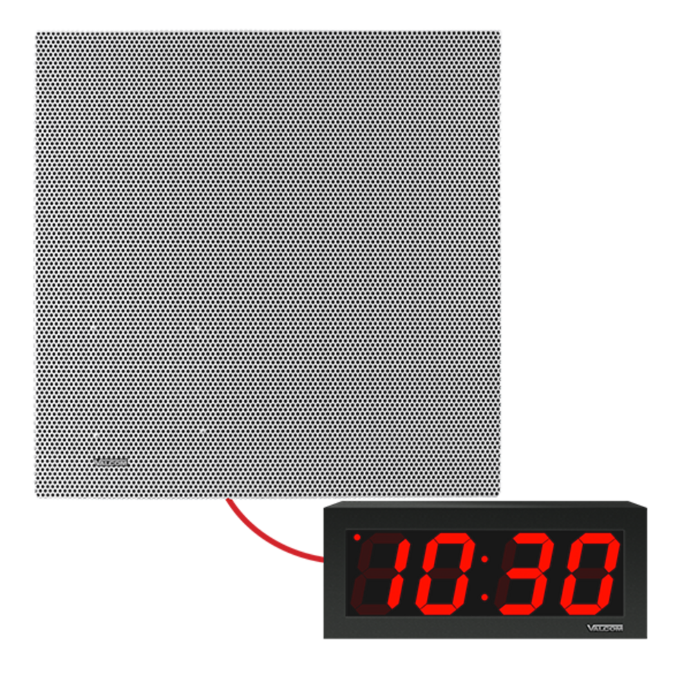 IP 2′ x 2′ Lay-In Ceiling Speaker + 4-Digit Digital Clock Kit, Includes ...