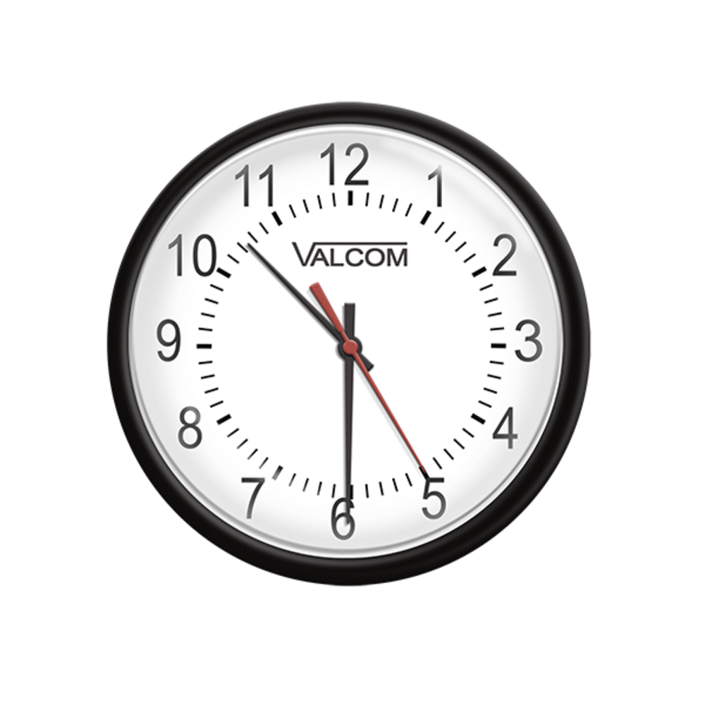 12-Inch Analog Clock, Wired, 110Vac, V-A11012B - Valcom